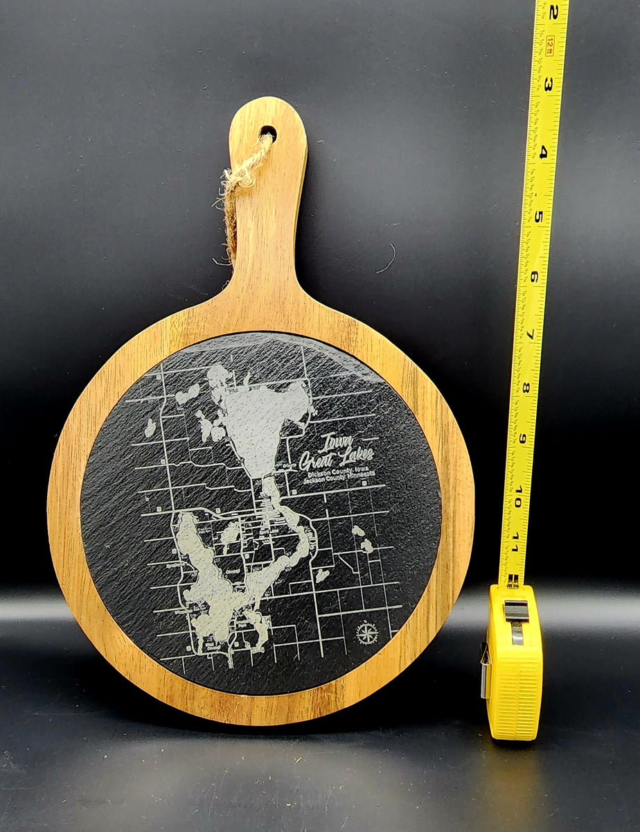 "Boji" Wood/Slate Board - 8 1/4" x 12 1/4" - Round Acacia Wood/Slate ...